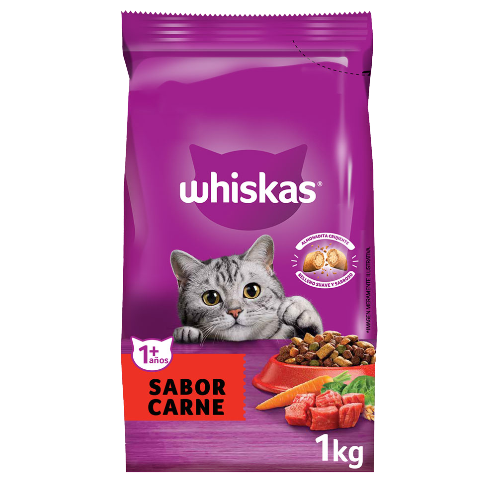 WHISKAS® alimento seco para gatos adultos carne | WHISKAS® Chile