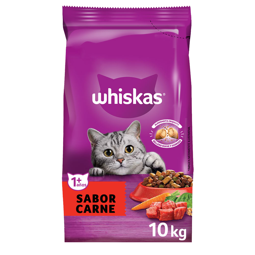 WHISKAS® alimento seco para gatos adultos carne | WHISKAS® Chile