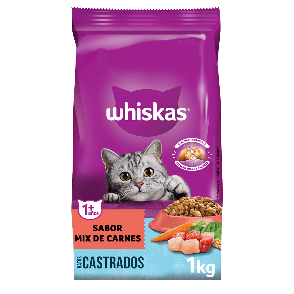 WHISKAS® alimento seco para gatos castrados mix carne - WHISKAS® Chile