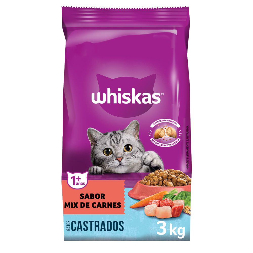 WHISKAS® alimento seco para gatos castrados mix carne - WHISKAS® Chile